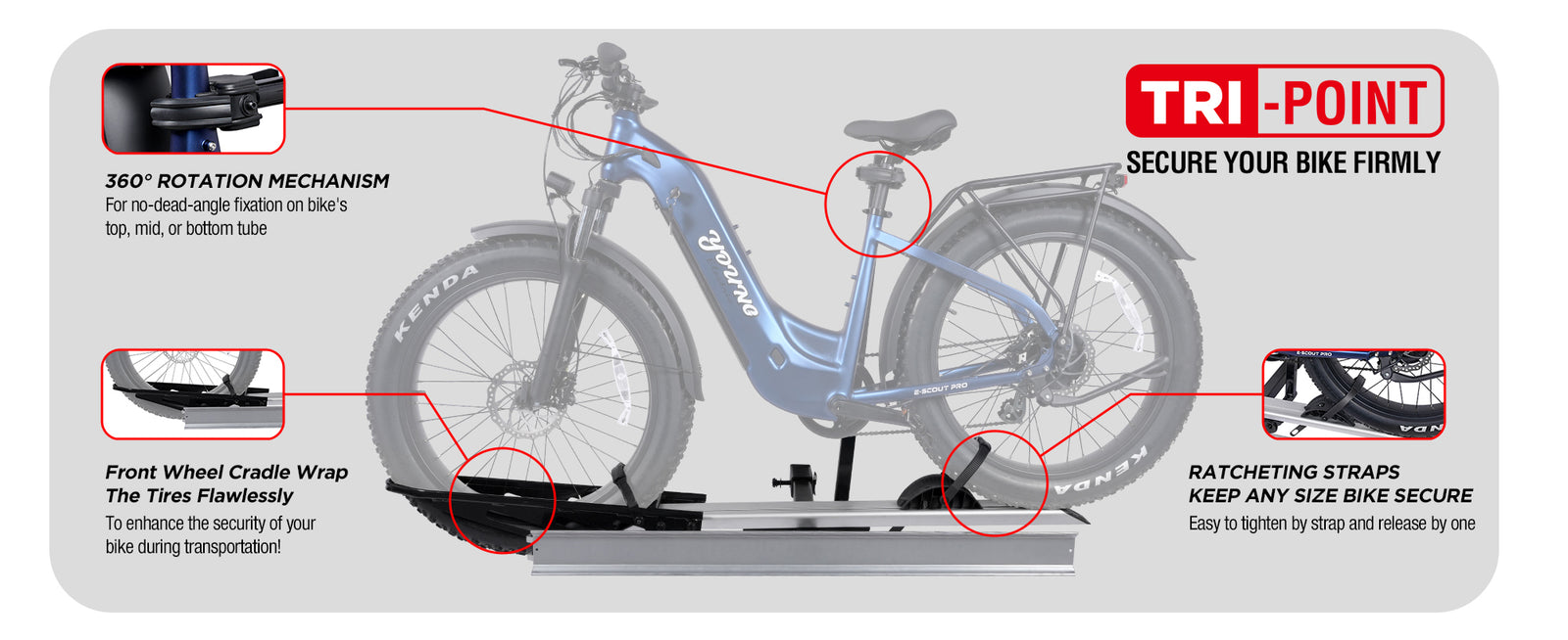 1-Bike Hitch E-bike Rack with Ramp, Lightweight Single Electric Bike ...